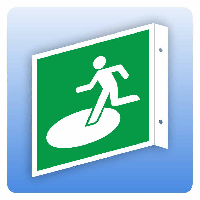 Fahnenschild Rettungszeichen E065 Zufluchtsort im Freien bei ...