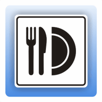 Aufkleber Symbolschild mit Piktogramm Essen und Trinken ...