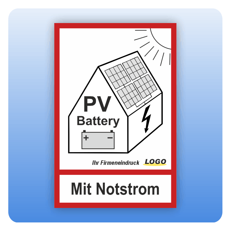 Aufkleber PV-Anlage mit Notstrom (mit Firmeneindruck/Logo) | Aufkleber ...