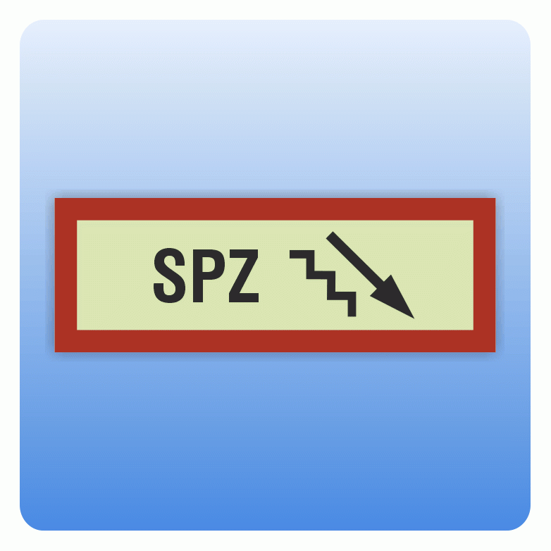 Feuerwehrzeichen SPZ rechts Treppe runter nach DIN 4066 | Alu-Dibond (lang nachleuchtend ...