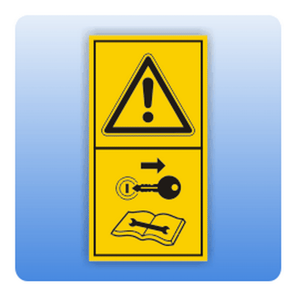 Sicherheitszeichen Motor abstellen, hoch (ISO 11684) Aufkleber | Maschinen- und ...