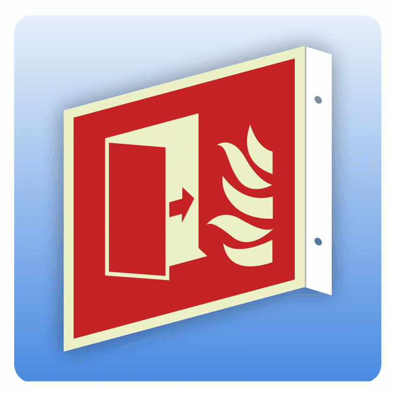 Fahnenschild Internationales Brandschutzzeichen F007 Brandschutztür ISO ...