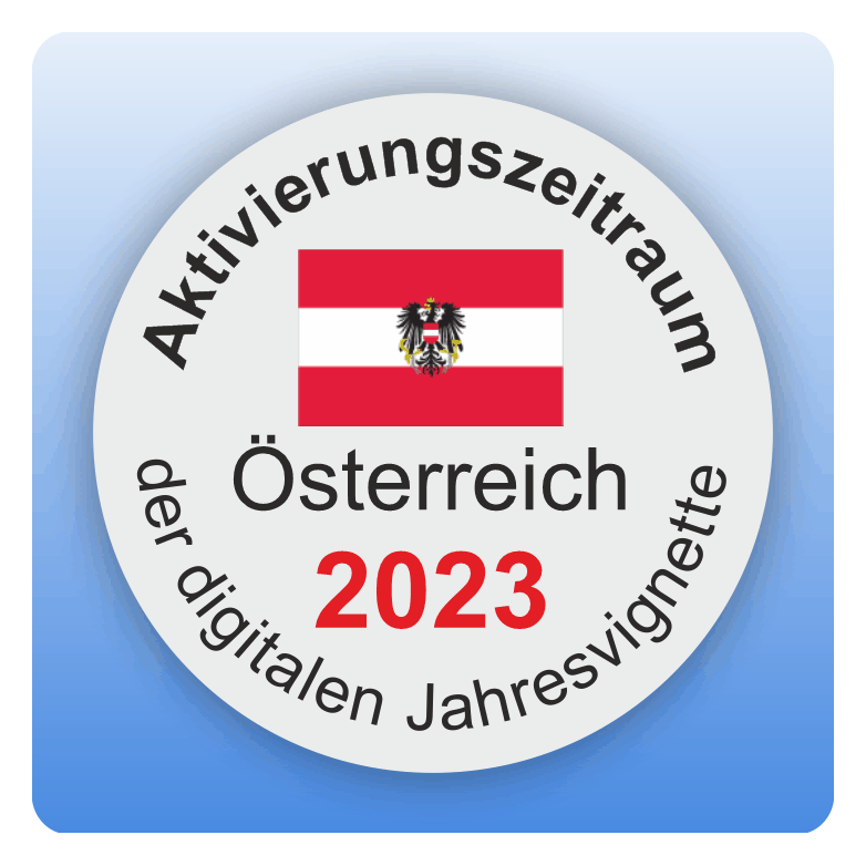 Aufkleber Aktivierungszeitraum digitale Jahresvignette Österreich