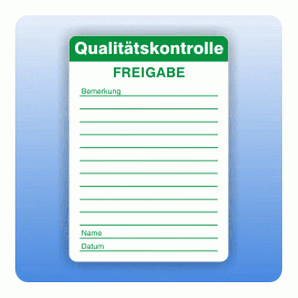 Qualitätssicherung Aufkleber "Qualitätskontrolle Freigabe" in grün ...
