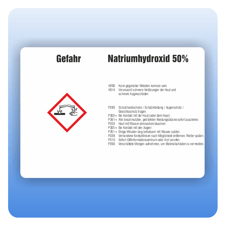 Gefahrstoffaufkleber Natriumhydroxid 50 Prozent für Behälter bis 3 ...