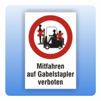 Kombi Verbotsschild Mitfahren auf Gabelstapler verboten | Kombi ...