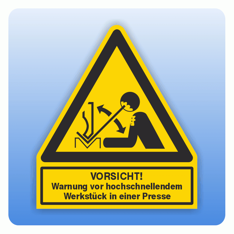 Kombi Warnsymbol Vorsicht Warnung vor hochschnellendem Werkstück in ...