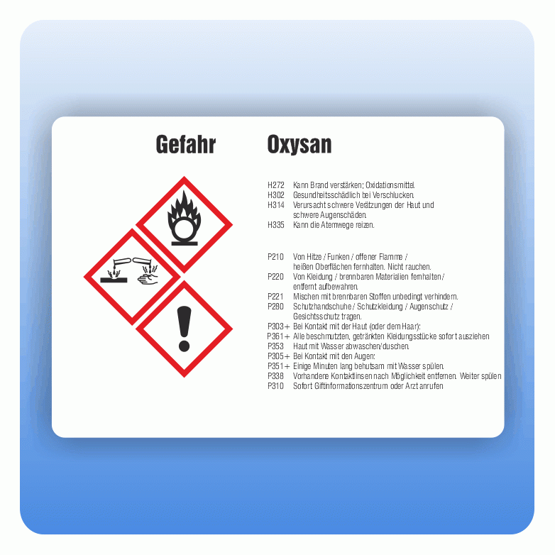 Gefahrstoffaufkleber Oxysan für Behälter ab 500 Liter ...