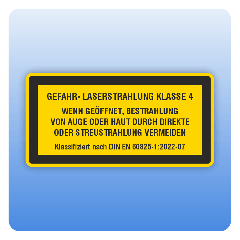 Aufkleber Gefahr Laserstrahlung Klasse 4 nach DIN EN 60825-1:2022-07