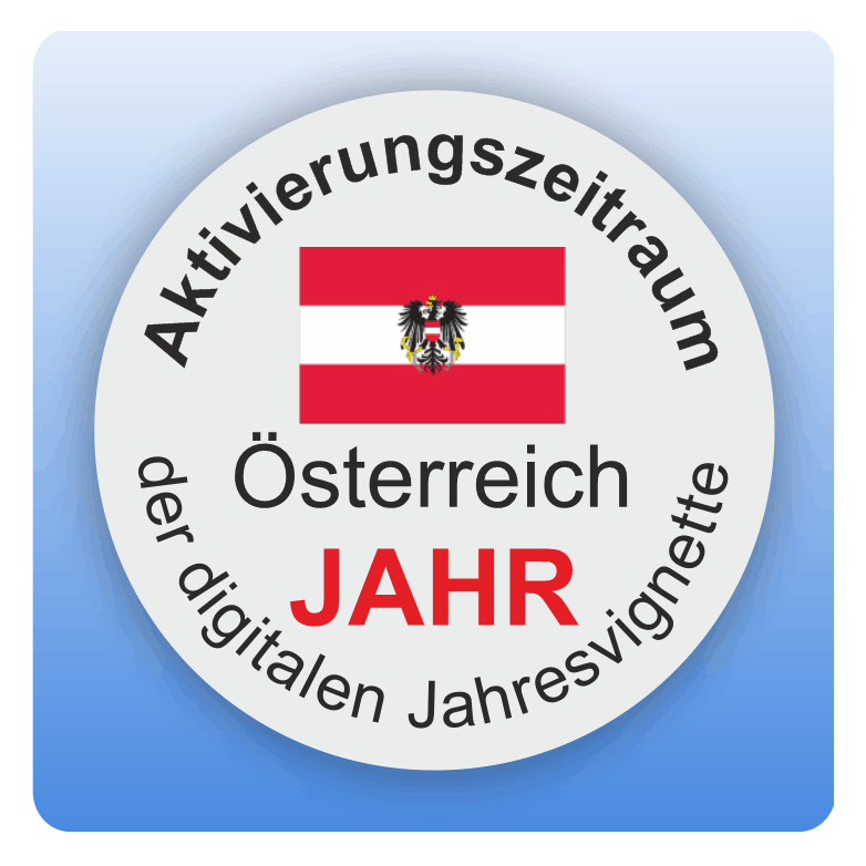 Aufkleber Aktivierungszeitraum digitale Jahresvignette Österreich