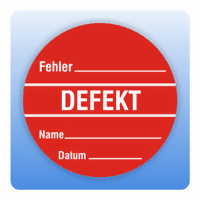 Qualitätssicherung Aufkleber "Defekt Fehler" rund in rot | QS Aufkleber ...