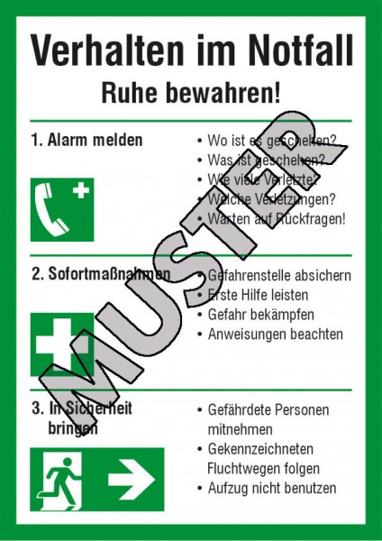 Aufkleber Verhalten im Notfall | Aufkleber | Rettungszeichen | Schilder ...