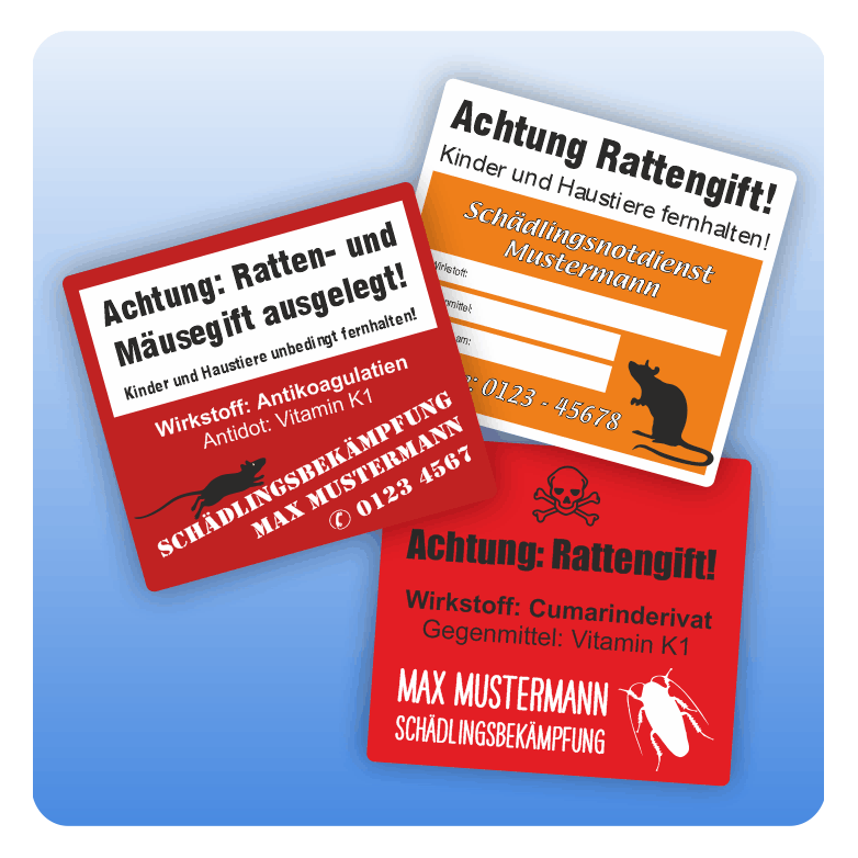 Achtung Giftköder Aufkleber in unserem Onlineshop bestellen.